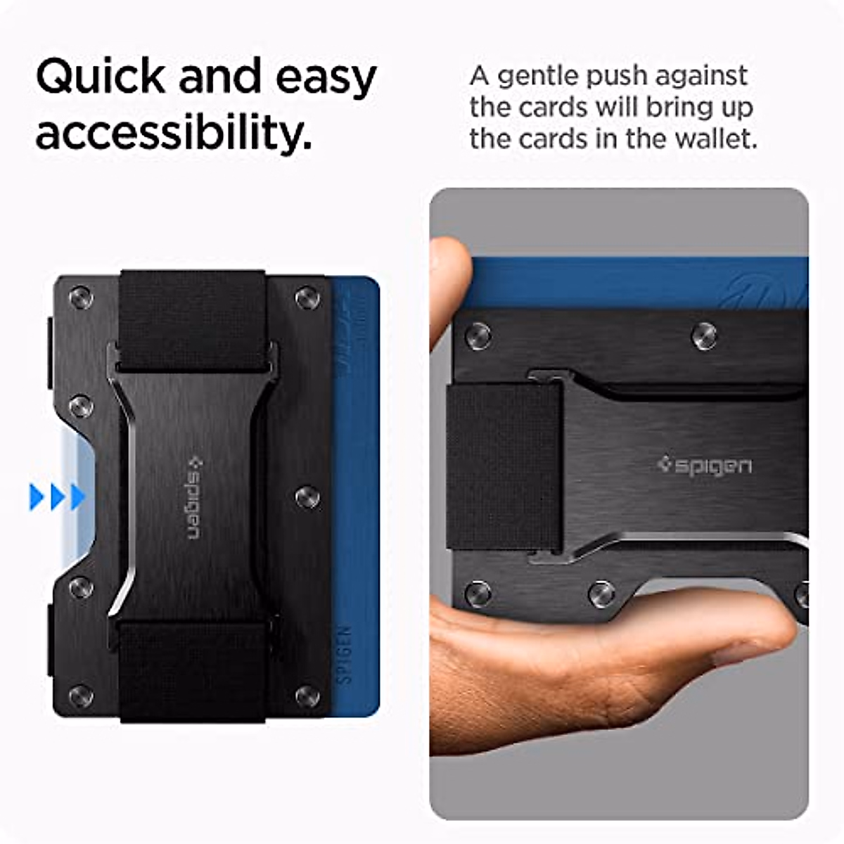Spigen RFID Blocking Metal Wallet S Slim Minimalist Credit Card Holder for Men and Women with Cash Strap - Black