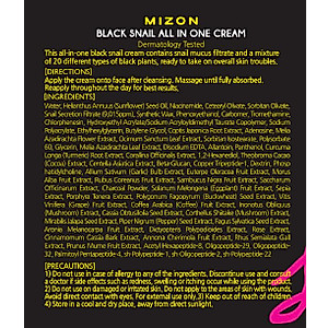 MIZON Black Snail All In One Cream Intensive Korean Skin Care Facial Moisturizing Snail Mucin Extract (2.54 fl oz)