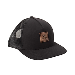 RVCA Men's Adjustable Snapback Brim Hat, CURVED TRUCKER/BLACK, 1SZ
