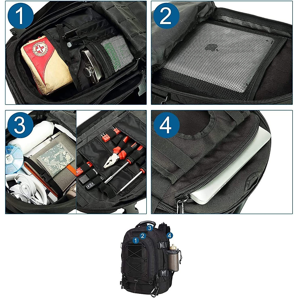 40L - 64 L Outdoor 3 Day Expandable Backpack for Gym Sport Hiking Camping Trekking Travel Military & Tactical,Bug Out Bag