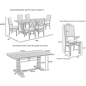Crosley Furniture Joanna 7-Piece Dining Set with Table and 6 Upholstered Back Chairs, Rustic Brown/Creme