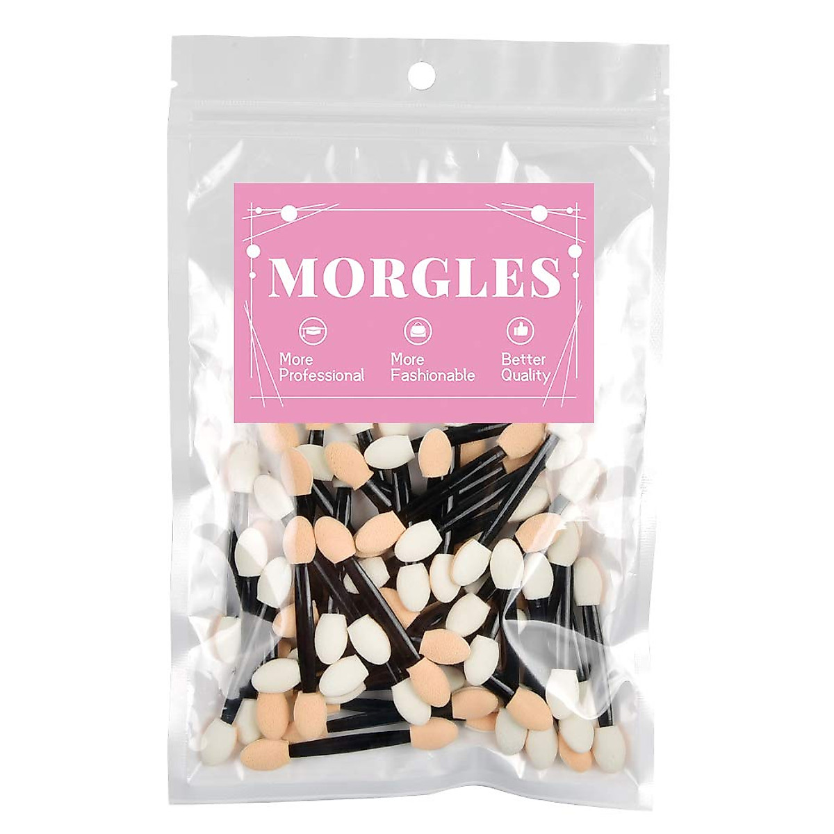 MORGLES Eyeshadow Applicators, 50pcs Eyeshadow Brush 2.4 Inch Eye Shadow Applicator Sticks Double Sided, Makeup Applicator for Women Girls, Black