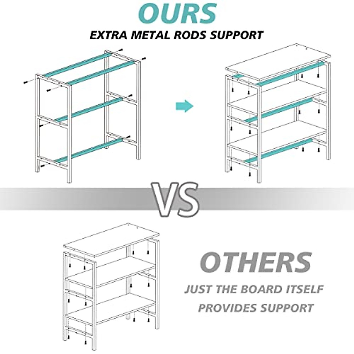 Finnhomy 5-Tier Kitchen Bakers Rack with Storage, Freestanding Microwave Oven Stand with Hutch, Wood Kitchen Rack with Shelves for Living Room/Pantry, 15.75" D x 31.5" W x 67.5" H, Rustic Brown