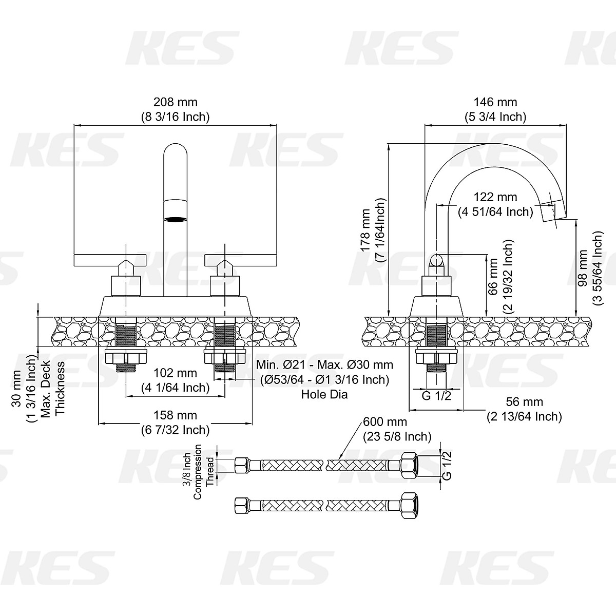 KES 4 Inches Centerset Bathroom Sink Faucet Brushed Nickel Morden Vanity Faucet Brass Construction, Sink Drain Not Included, L4117LFF12-BN