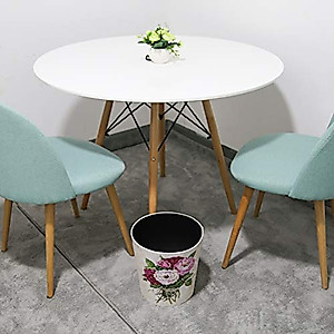 Scakbyer 10L/2.64 Gallon Trash Can Waterproof PU Leather Flowers Pattern Wastebasket Paper Basket Dustbin Garbage Bin - (Type 6)