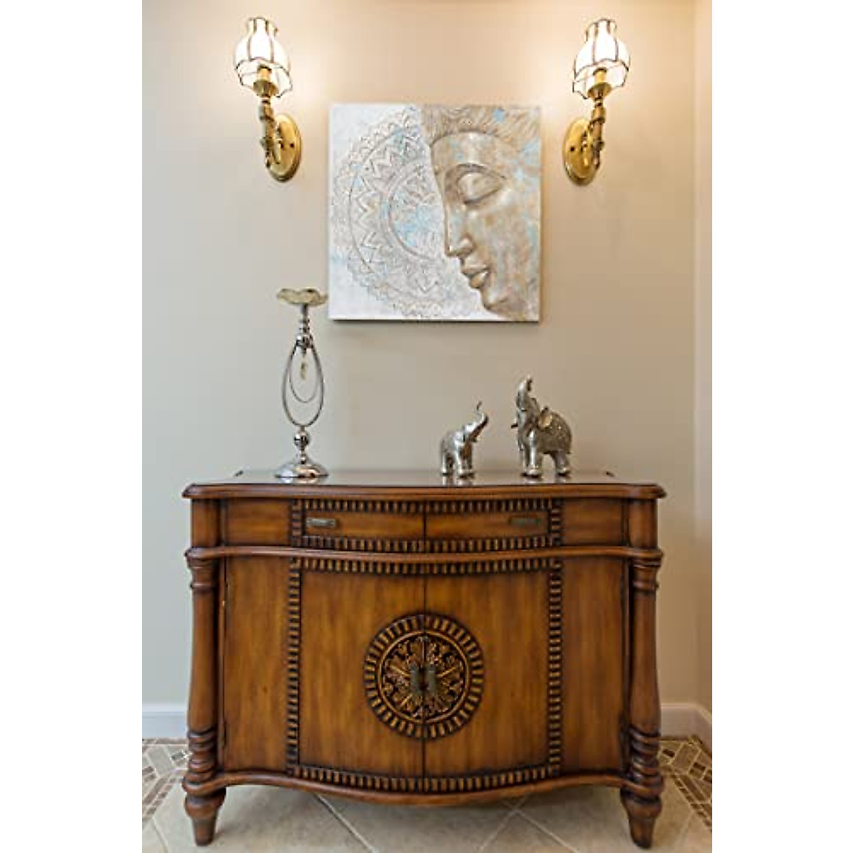 Yelash Buddha Canvas Wall Art Picture - Mandala Buddhism Statue Inspirational Painting Zen Meditation Home Decor for Bathroom Bedroom Framed Ready to Hang (20"x20"x1)