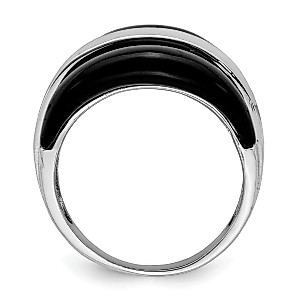 925 Sterling Silver Band Surrounding Black Onyx Bands Ring Size 8