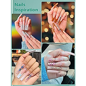 480PCS Extra Long NO C Curve Nail Tips XL, 2 Packs Natural and Clear Nail Tips for Acrylic Nails Professional Set, 12 Sizes Straight Tapered Square Press on False Nail Tips for Nail Art Salon Home DIY