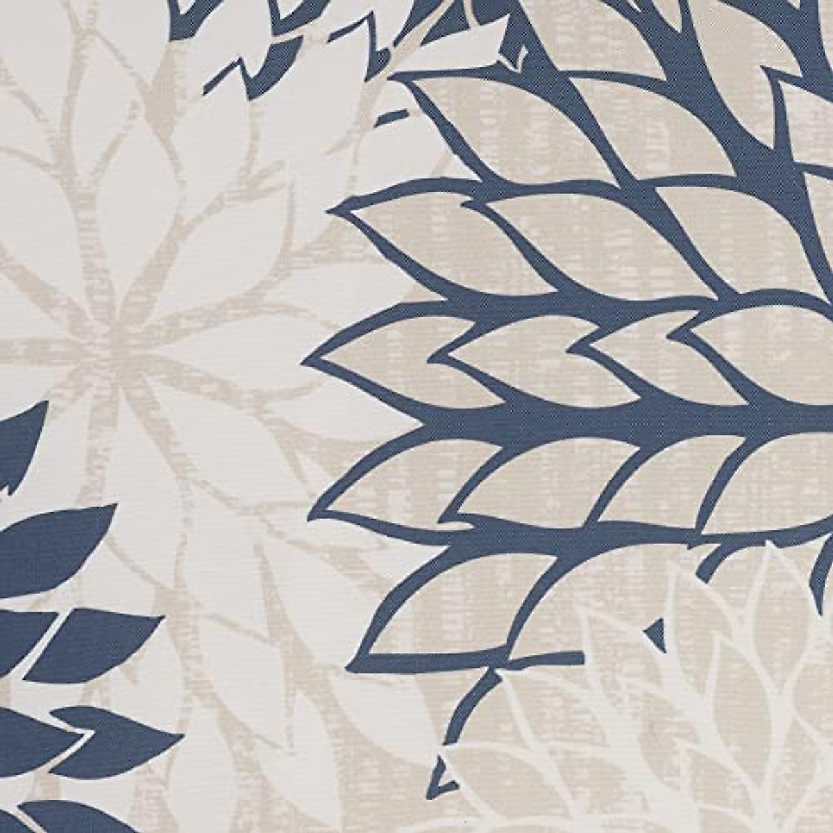 Mina Victory Aloha Floral Ivory/Navy 20" x 20" Outdoor Throw Pillow, Botanical, Patio, Couch, Bench, Easy Clean, Zipper Closure,