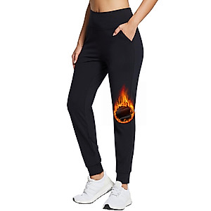 BALEAF Women's Fleece Lined Joggers Waterproof Thermal Hiking Pants Sweatpants Track Pants Winter Clothes Running Gear Black M