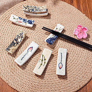 Ceramic Chopsticks Holder,Japanese Chopstick Rest,Spoon,Knife & Fork Stand,Set of 8