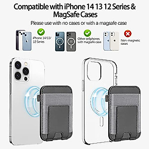Magnetic Card Wallet Holder for MagSafe, Magsafe Wallet for Apple iPhone 14 Pro Max/14 Pro/14/14 Plus/13/12, MagSafe Leather Wallet, Magnetic Card Holder for iPhone 14/13/12 Series, Fit 7 Cards, Gray