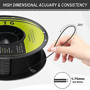 JAREES Petg Filament 1.75,Toughness Enhanced Petg Vacuum Sealed,Adhere Well 1kg Spool 3D Printer Filament,Dimensional Accuracy 1.75mm ±0.02mm,Black