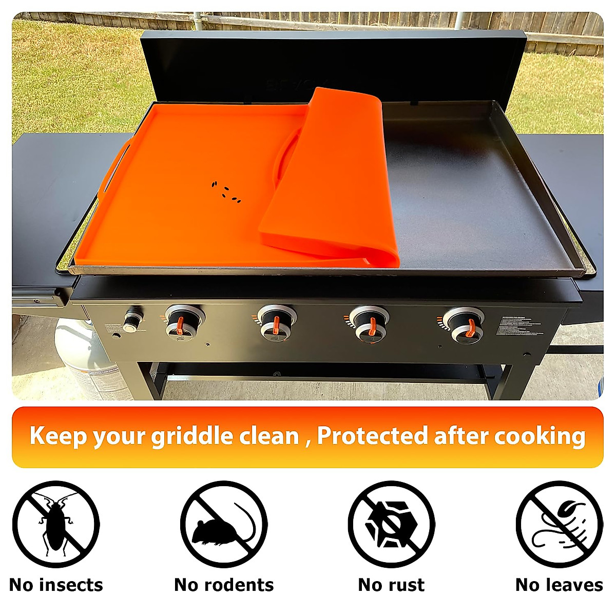 28" Griddle Mat Silicone for Blackstone,Heavy Duty Food Grade Grill Cover-Protect Your Griddle from Rodents, Insects, Debris and Rust