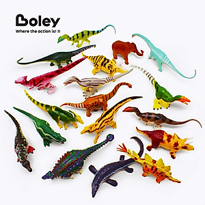 Boley 18 Pack 4" Dinosaur Toy Set - Educational Dinosaur and Mammoth Figures - Realistic Toys for Kids - Perfect for Learning and Play - Great Birthday Party Favors - Safe & Durable - Ages 3+