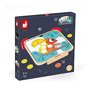 Janod I Am Learning Colors Magnetic Chips Game Set with 20 Activities and Chalk Board - Ages 2+ - J05321