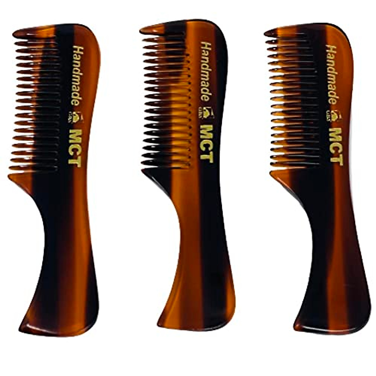 G.B.S Handmade 3in Pocket Comb for Beard and Mustache Styling, MCT, Pack of 3 Mustache Comb Pack