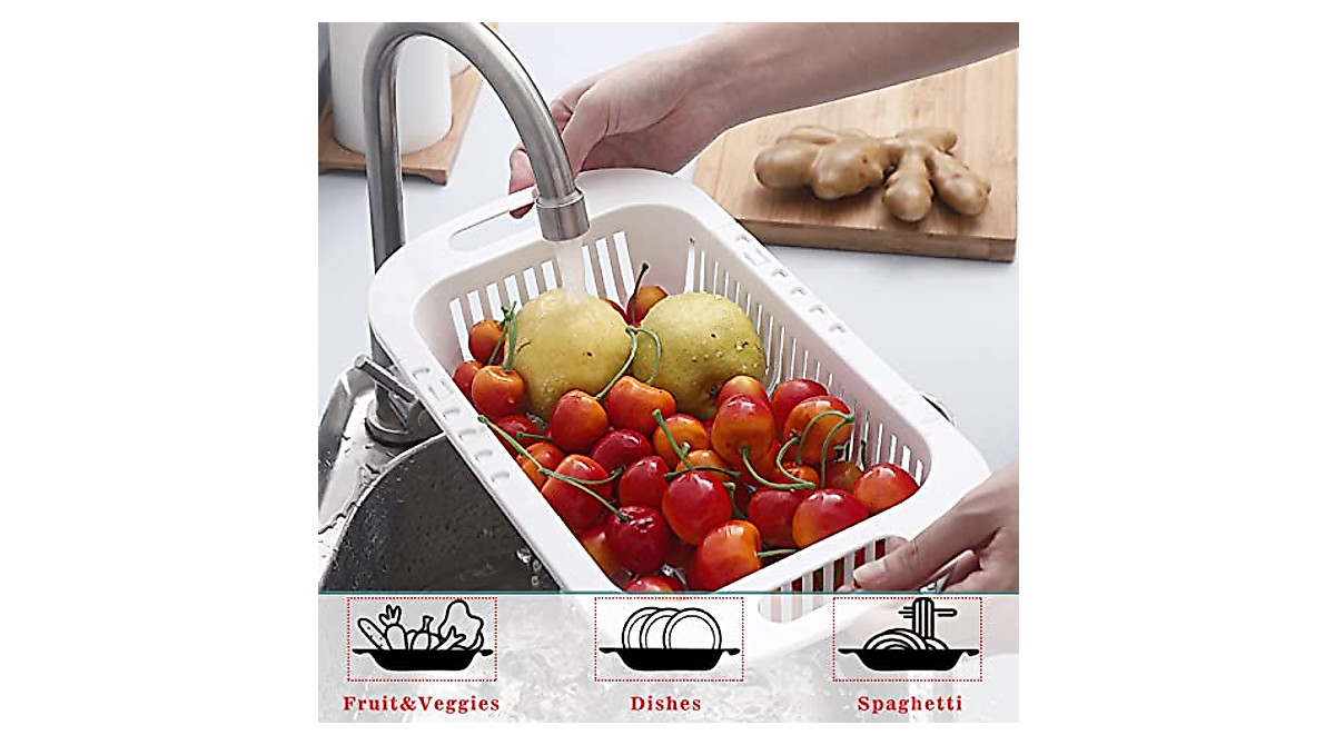 Adjustable Over the Sink Colander for Kitchen