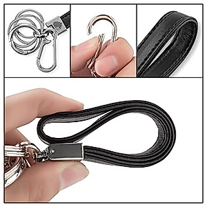 GAOSHIXW Genuine Leather Keychain Universal Wristlet Keychain, Key Chain for Men and Women Car Accessories (Light black)