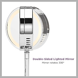 Conair Lighted Makeup Mirror with Magnification, Vanity Mirror, 1X/5X Magnifying Mirror, Double Sided Mirror, Corded in Polished Chrome