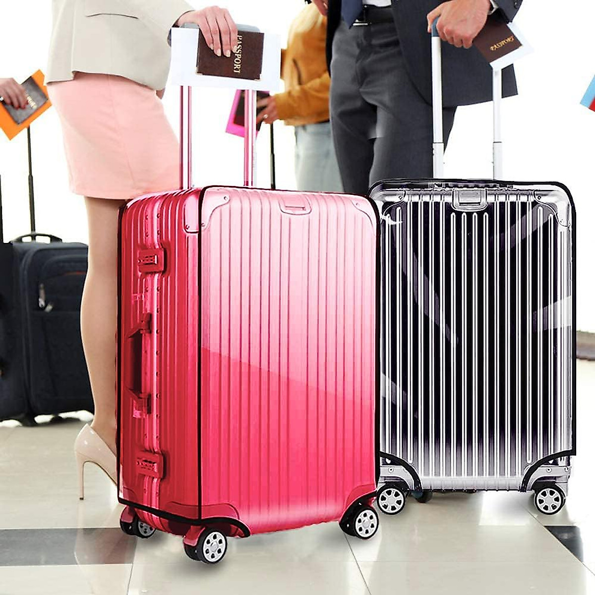 Esholife Luggage Covers for Suitcase Tsa Approved Clear PVC Waterproof Suitcase Covers Luggage Protectors 18-21Inch (18.50''H x 14.37''L x 9.44''W)