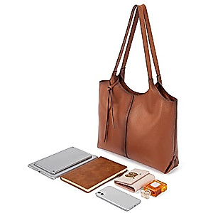 BOSTANTEN Women Handbags Designer Shoulder Tote Bag Soft Genuine Leather Top-handle Purse Brown
