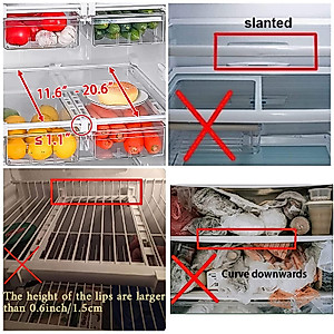 URALFA 2 Pack Fridge Drawer Organizer, Refrigerator Drawers for Fruit and Vegetable, Refrigerator Organization and Storage Box, Transparent Pull Out Drawer Fit for Fridge Shelf Under 1.1"