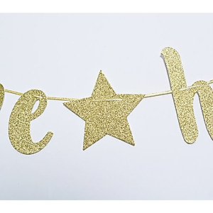 Qttier Welcome Home Gold Glitter Banner for Housewarming Patriotic Military Decoration Family Party Supplies Cursive Bunting Photo Booth Props Assembled Sign ( Gold )