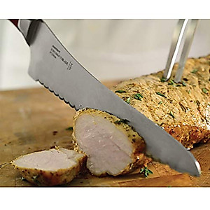 Norpro UNI Knife All Purpose Kitchen 8-inch Serrated Stainless Steel Blade for Tomatoes, Bread, Meat, Red