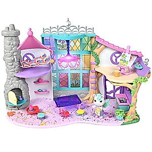 Sunny Days Entertainment Honey Bee Acres Rainbow Ridge Sunburst Art Studio – 50 Furniture Accessories with Exclusive Unicorn Figure | Light Up Dollhouse Playset | Pink Pretend Play Toys for Kids