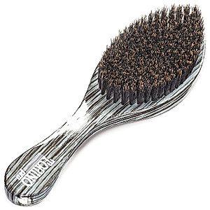 Torino Pro Wave Brushes By Brush King #520 - Medium Curve Wave Brush - Grey - Made with 100% Boar Bristles - True Texture Medium - All Purpose 360 Waves Brush for Men