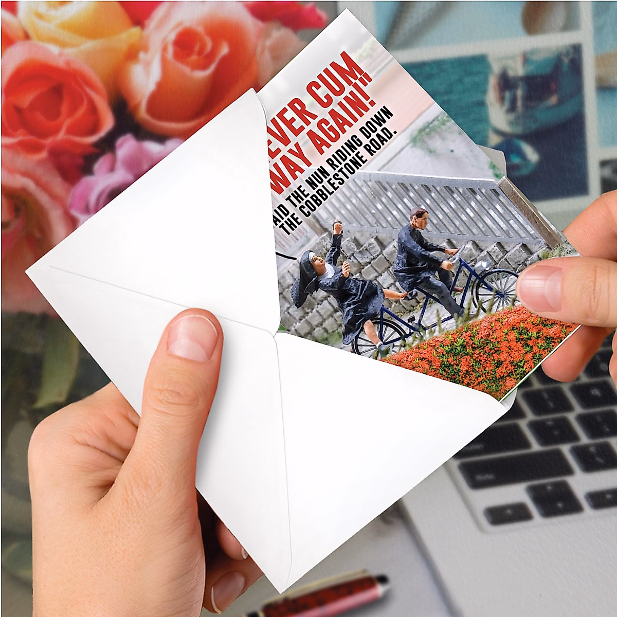 NobleWorks - Funny Happy Birthday Card with Envelope - Congrats Greeting Card for Women, Birthday Fun - Second to Nun C3527BDG