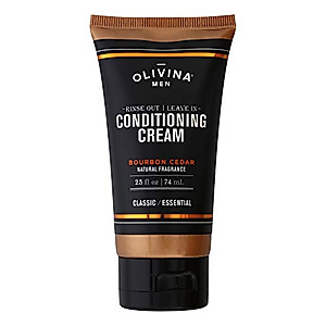Olivina Men Rinse Out | Leave In Conditioner Cream, Bourbon Cedar, Cedar, 2 Ounce