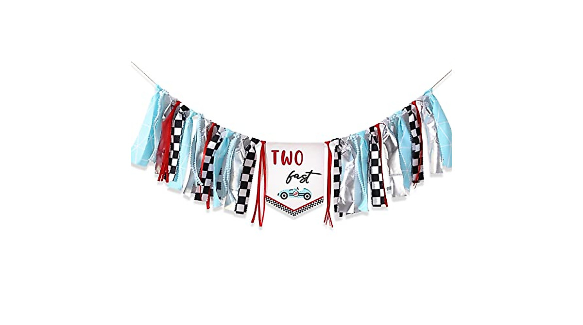 Two Fast Race Car High Chair Banner | 2nd Birthday Decor
