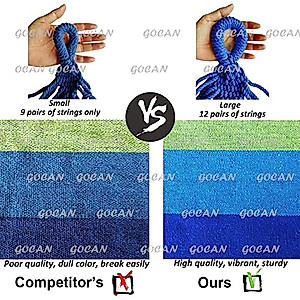 GOCAN Brazilian Double Hammock 2 Person Extra Large 220x160cm Total Length 330cm Load 500lb Canvas Cotton Hammock for Patio Porch Garden Backyard Lounging Outdoor and Indoor(Blue/Green) XXL
