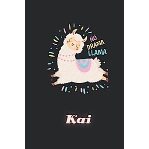 Kai: Llama Journal for Girls Women 6x9 Lined - Personalized Custom Name Journal for Girls Women, Birthday Gift No Drama Llama Notebook Diaries
