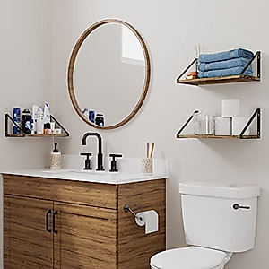 brightmaison BGT Mino Floating Shelves, 17"x8" Bookshelf for Living Room Decor Wall Shelves Bedroom Decor Kitchen Organization Bathroom Shelves Set of 3, Burnt Finish