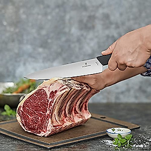 Victorinox 6.9013.22B Swiss Modern Carving Knife for Carving Meat, Slicing and Dicing Meats, Vegetables or Fruits Straight Blade in Black, 8.7 inches