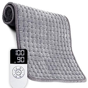 New 2023 Electric Heating Pad for Back Pain, Cramps, Neck, and Shoulders Pain Relief 12x24 UL Certified Double-Sided Ultra Soft Microplush Heat Pad - Dry & Moist Heat Patch with Lux Storage Bag (Gray)