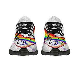 Music Themed Shoes Womens Mens Fashion Sneakers Walking Tennis Shoes Music Note Signs Rainbow Shoes,US Size 11 Women/9.5 Men