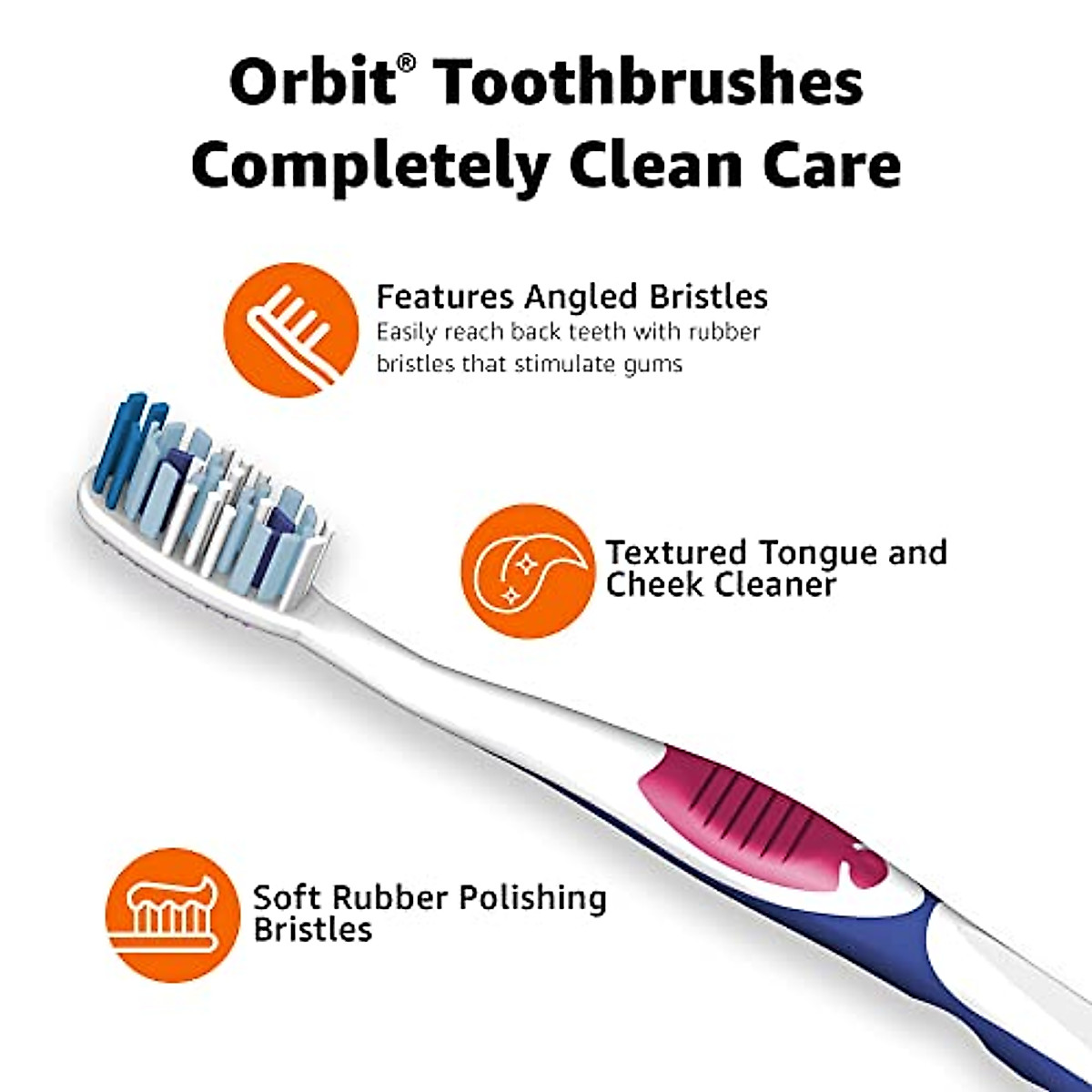 Amazon Basics Orbit Toothbrushes, Soft, Full, 4 Count, 1-Pack (Previously Solimo)
