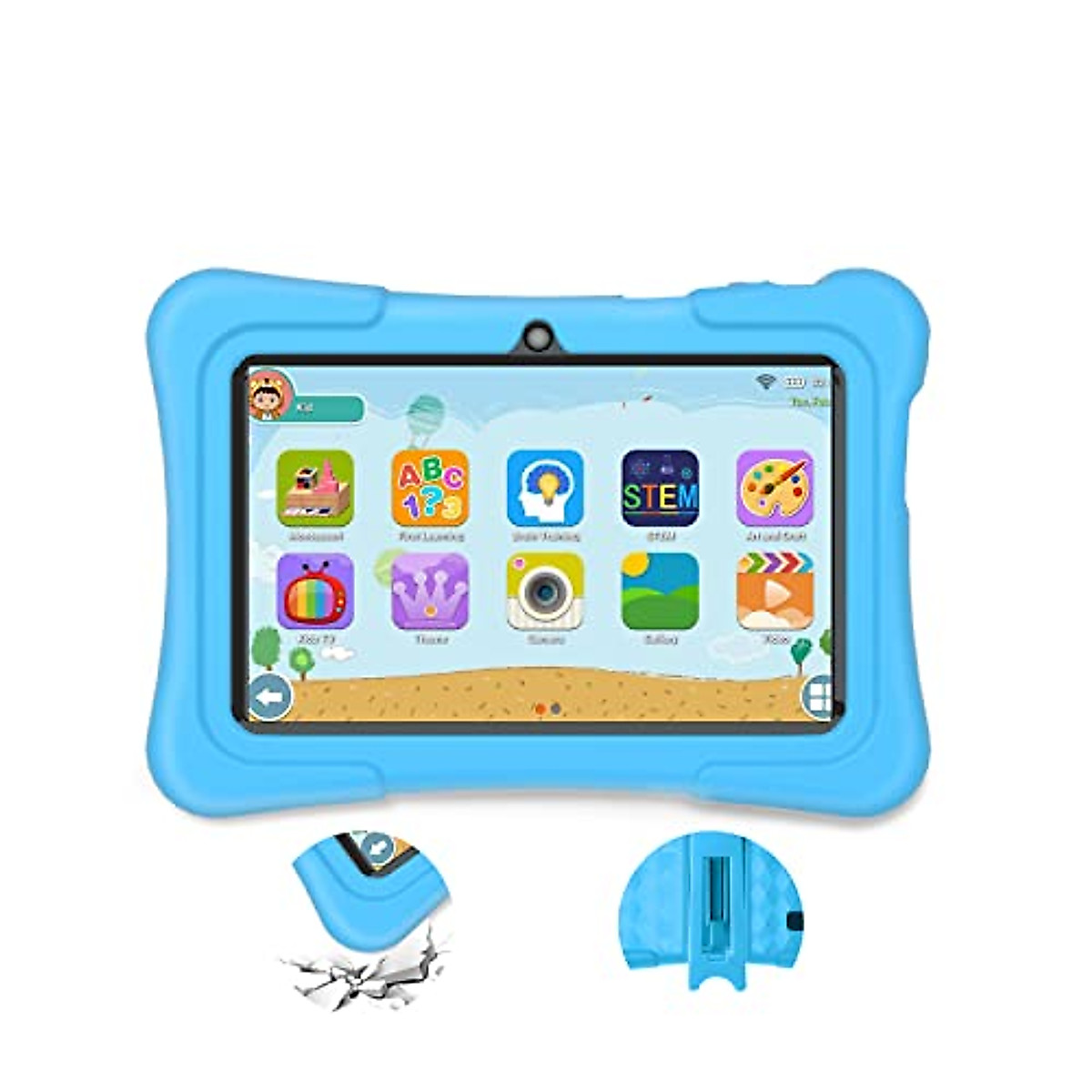 Kids Tablets, 7 inch Tablet for Kids, 32GB ROM, IPS HD Display, Android 11 Quad Core Processor, iWawa Pre Installed with Kid-Proof Case, Bluetooth, Dual Camera (Blue)