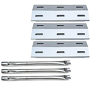 Direct Store Parts Kit DG103 Replacement for Ducane Gas Barbecue Grill 30400040,3200,3400 Grill Burners & Heat Plates (Stainless Steel Burner + Stainless Steel Heat Plate)