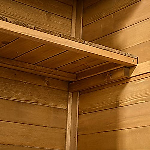 DANGRUUT Upgraded Version Thicken Solid Wood Outside Storage Sheds, Garden Wooden Arrow Shed, Fir Wood Tool Lockers with Waterproof Asphalt Roof, Workstation, 3-Tier Shelves for Backyard (Natural)