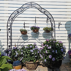 Metal Garden Arch 98.4" H Garden Arbor Trellis Climbing Plants Support Rose Arch Outdoor Lawn Wedding Party Events Archway Black