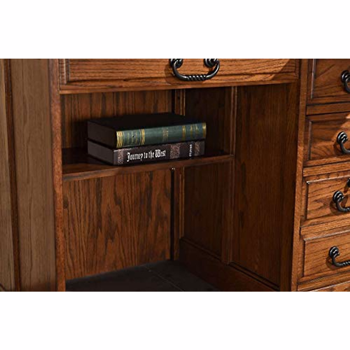 Small Home Office or Student Roll Top Desk- Solid Oak Wood Single Pedestal 40.5Wx24Dx45H BW Organizer Desk Quality Crafted Construction Locking File Drawers Dovetailed Secretary Desk Easy Assembly