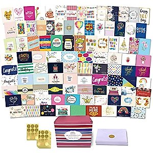 100 All Occasion Cards Greeting Cards Assortment Box With Envelopes,5 X 7 Inch Assorted Greeting Cards With Greeting Inside.Greeting Cards Assortment For Birthday,Thank You,Sympathy,Baby,Wedding And More.Premium Greeting Card Organizer Box With Sticker An