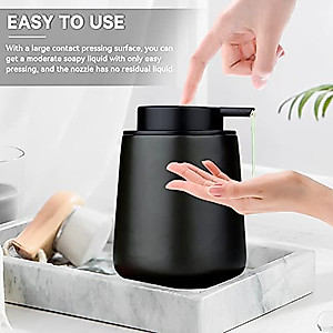 YYW Dish Soap Dispenser, Ceramics Hand Soap Dispenser for Bathroom with Easy-to-Press Pump, 14Oz Liquid Foam Soap Dispenser for Kitchen, Shower (Black)