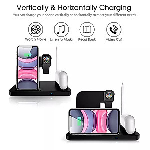 Xagross Desktop Fast Wireless Charging Station 4 in 1 for Phone/Watch/Airpods/Apple Pencil (Back)