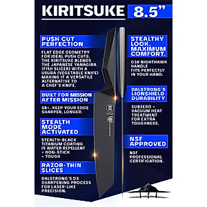 Dalstrong Kiritsuke Knife - 8.5 inch - Shadow Black Series - Black Titanium Nitride Coated - High Carbon - 7CR17MOV-X Vacuum Treated Steel Kitchen Knife - Sheath - Chef Knife - NSF Certified